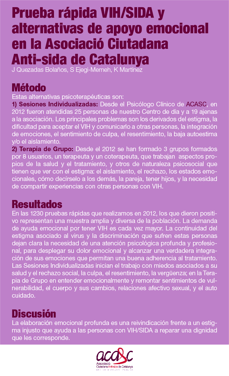 Prueba rápida VIH/sida y alternativas de apoyo emocional en la ...