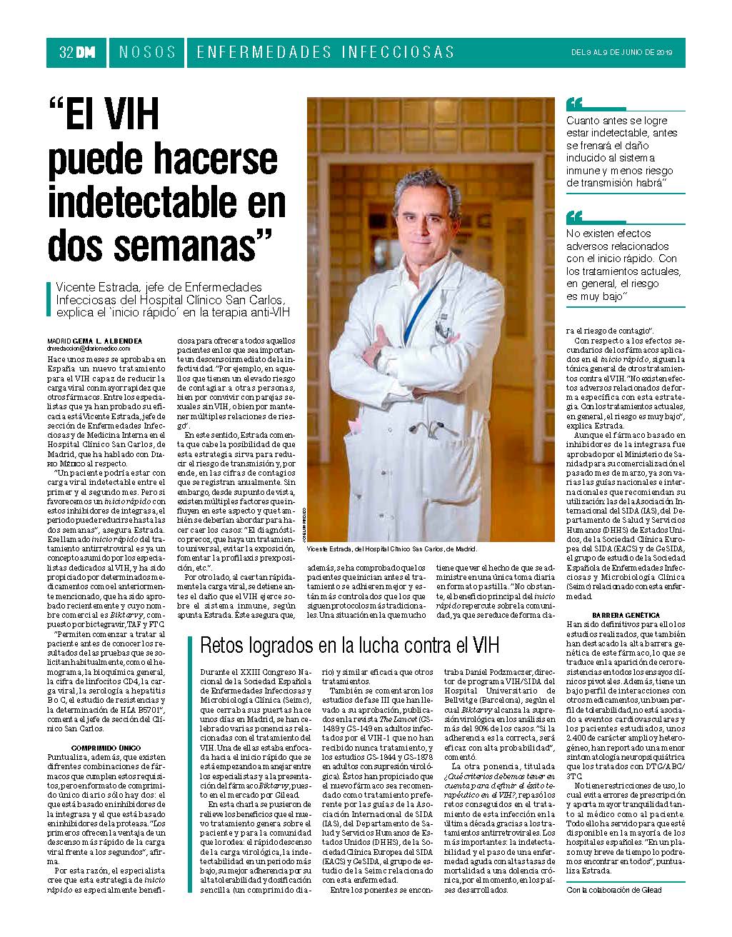 "El VIH puede hacerse indetectable en dos semanas". SIDA STUDI