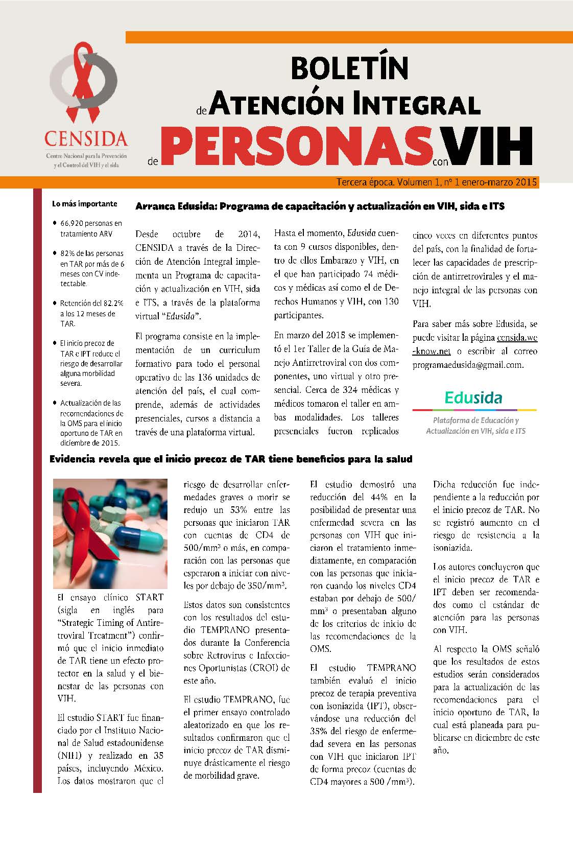 Boletín de atención integral de personas con VIH. SIDA STUDI