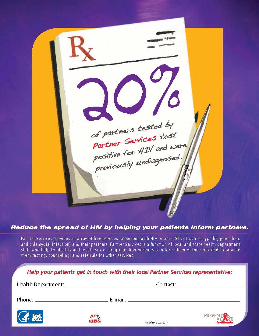 Reduce the spread of HIV by helping your patients inform partners. SIDA ...